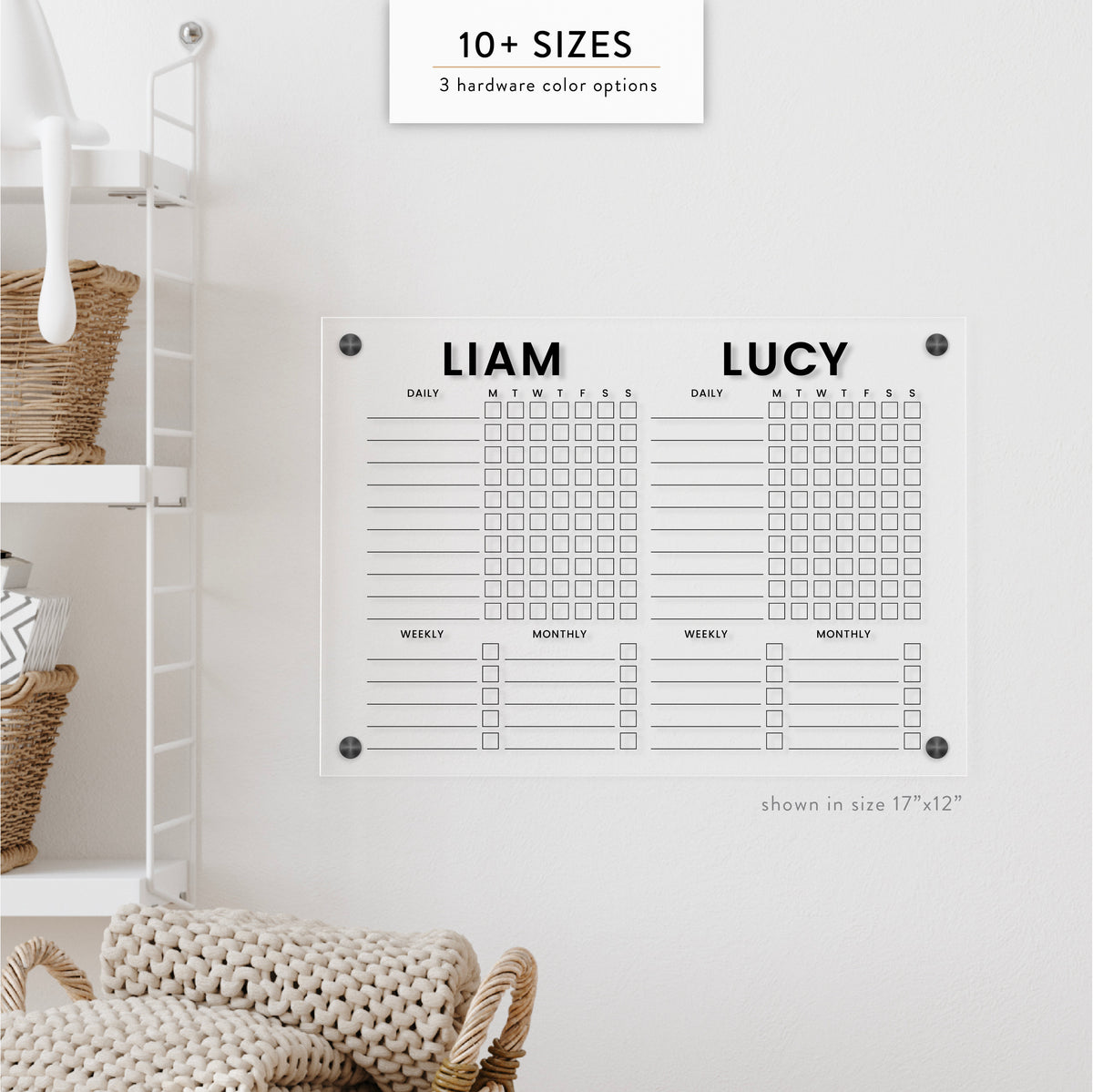 Personalized Kid's Acrylic Chore Chart for 2 Kids — joriandco