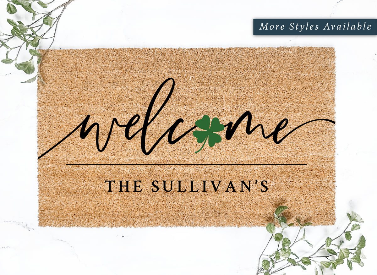 Personalized Shamrock Welcome Doormat — joriandco